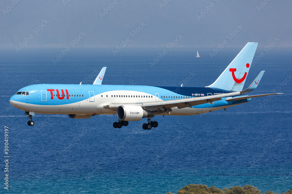 TUI Boeing 767-300ER airplane Rhodes airport Stock Photo | Adobe Stock