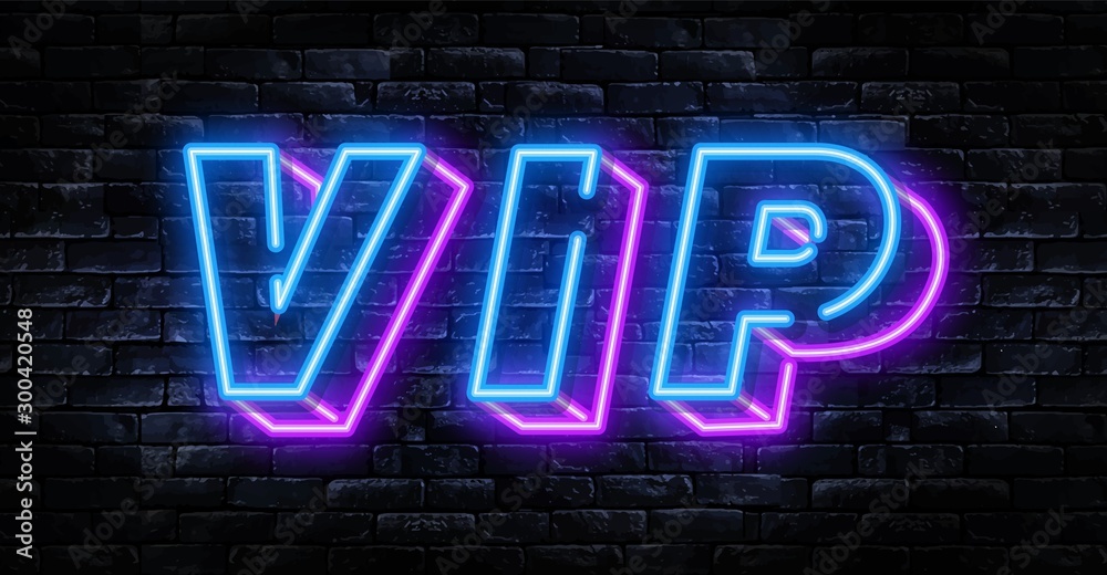 Vector realistic isolated neon sign of VIP logo for decoration and ...