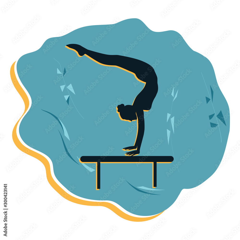 Gymnastics - girl makes a jump on a log - vector. Active lifestyle ...