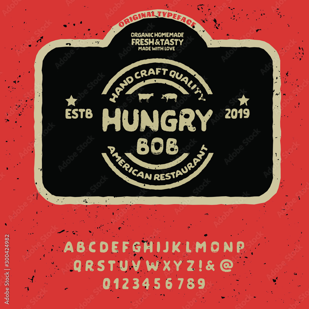 Hand drawn vintage retro font. Outdoor advertising of American ...