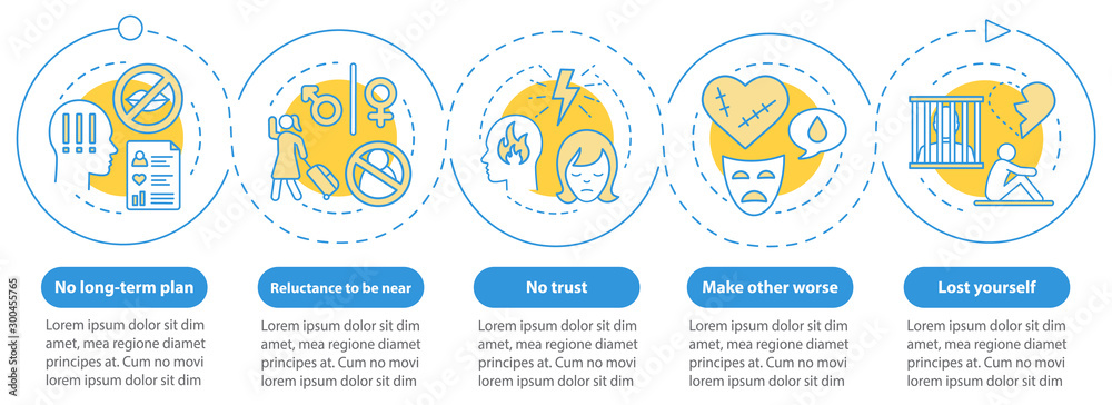 Relationships problems vector infographic template. Business ...