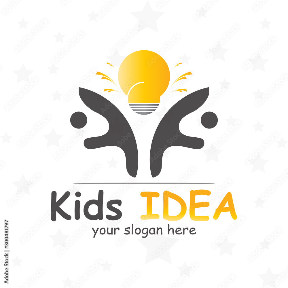 Logo of smart children, happy students at school with their ...