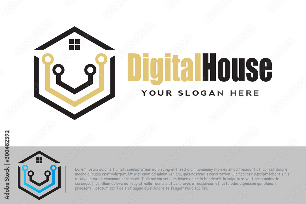 digital home logos, future technology icons, smart home Logo designs ...