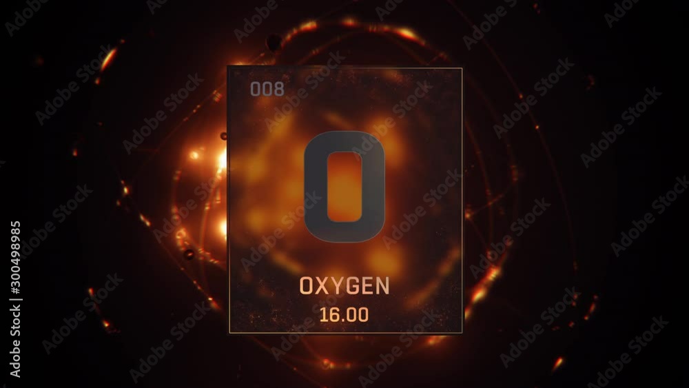 Oxygen as Element 8 of the Periodic Table. Seamlessly looping 3D ...