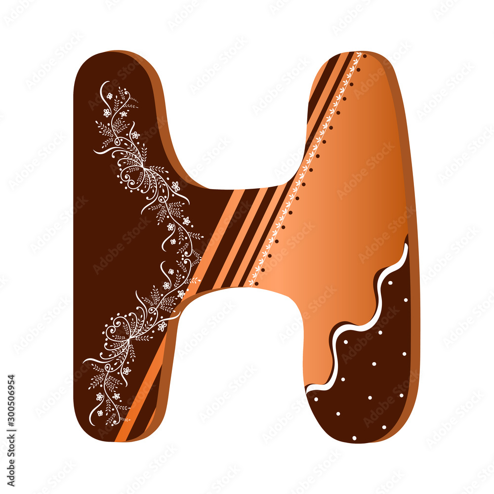 COOKIE ALPHABET gingerbread, Letter H cookie vector, Alphabet with ...