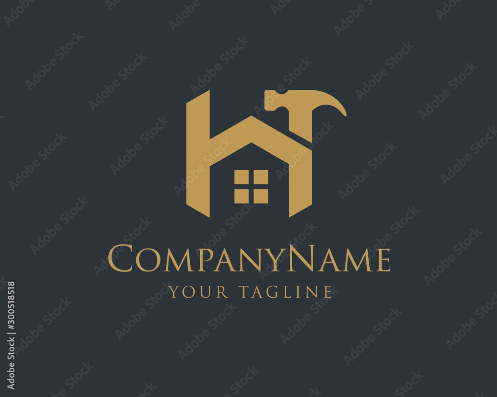 Elegant Gold House Logo Design, Construction Logo Design Vector ...