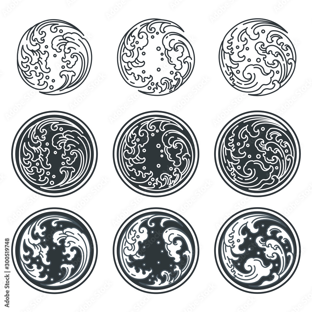 Japanese Waves Outline