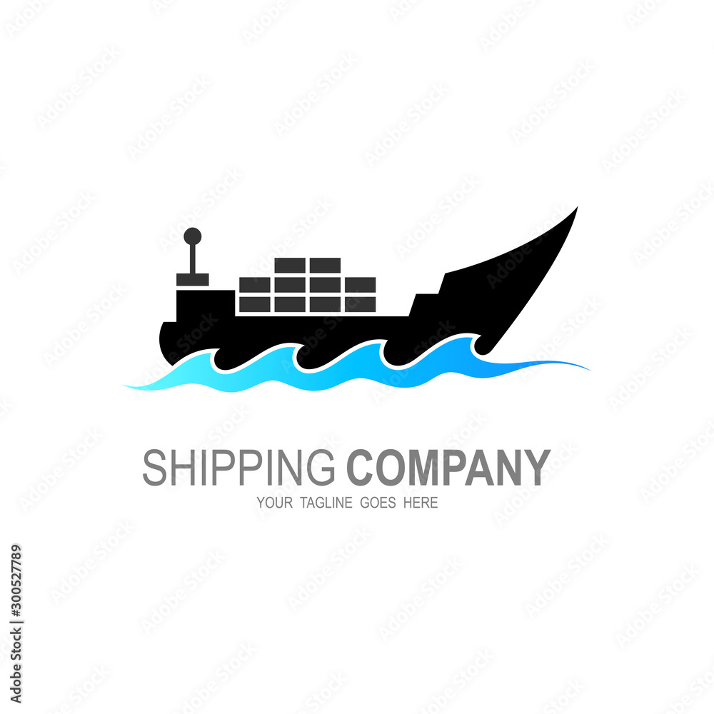 Cargo ship icon. Cargo ship logo for international marine export or ...