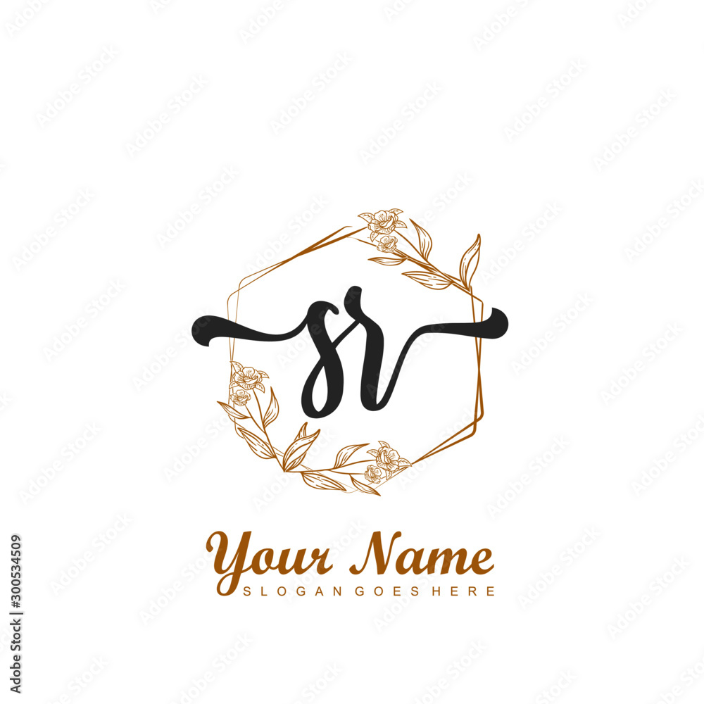 Initial SR beauty monogram and elegant logo design, handwriting logo of ...