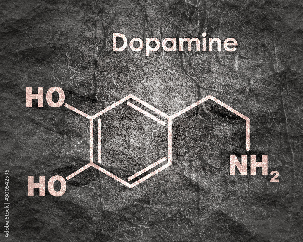 Chemical molecular formula hormone dopamine. Infographics illustration ...