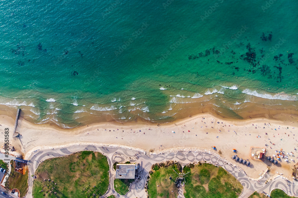 Aerial view. Top view of amazing nature background - azure sea and ...