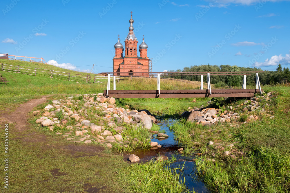 The first bridge over the source of the Volga River. Volgoverkhovye ...