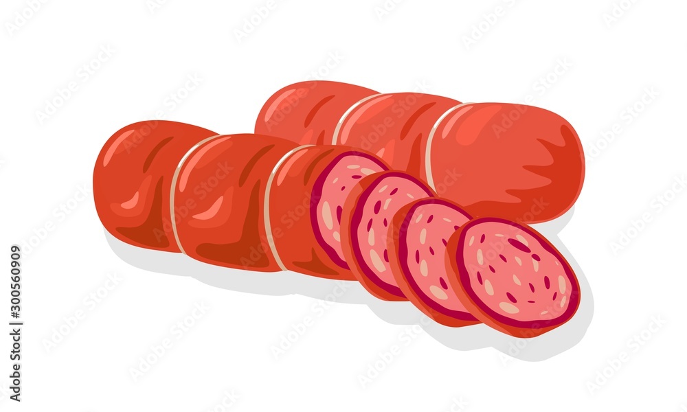 Red cervelat, ham, sausage, kielbasa, salami, mortadella, pepperoni ...