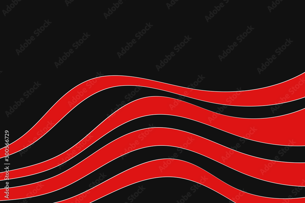 Abstract vector red and black background with curved lines. Pattern ...