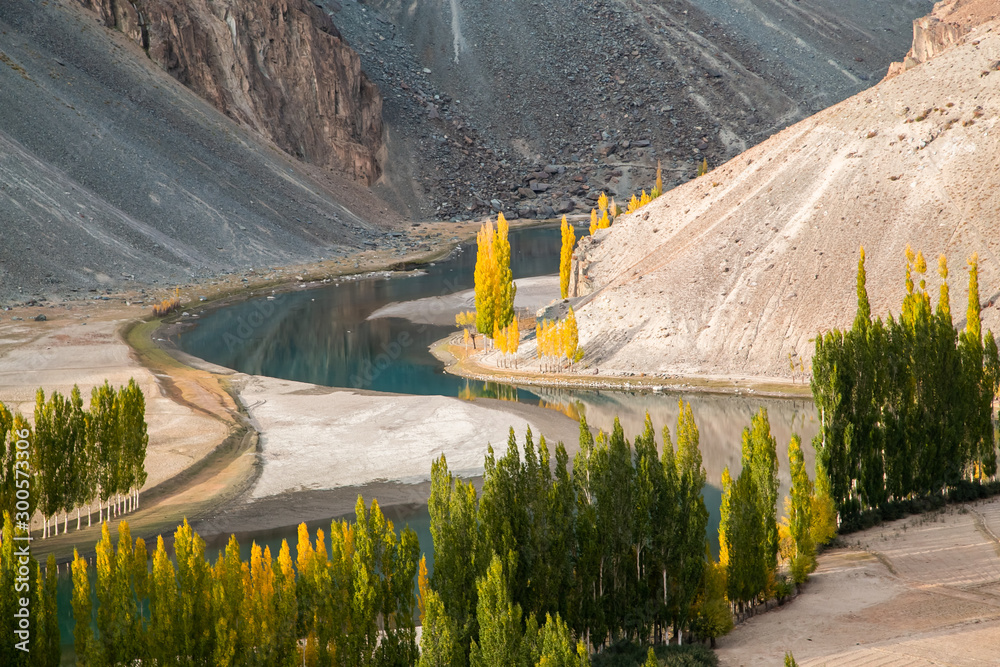 Phandar valley during autumn season in the northern area of the ...