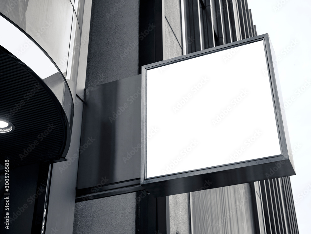 Mock up Signage Blank shop sign Square shape Exterior modern Building ...