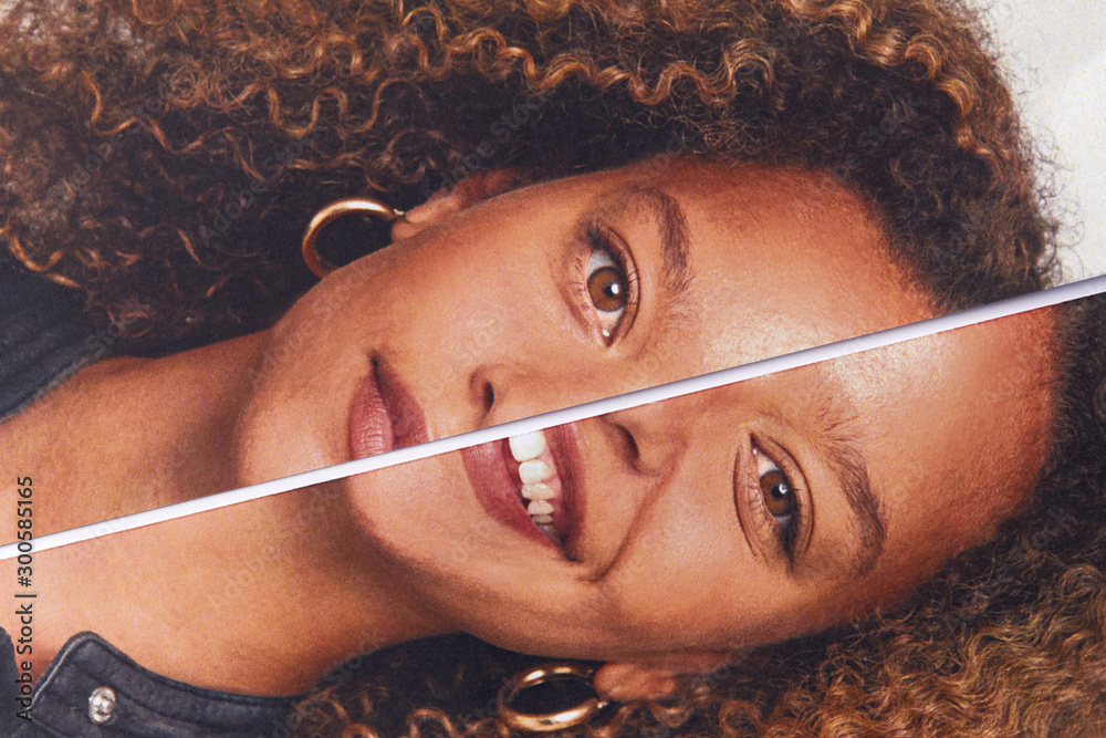 Mental Health Concept With Picture Of Woman Split Into Two Halves With ...