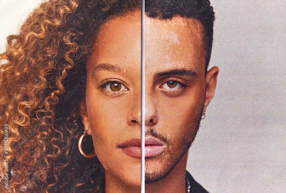Gender Identity Concept With Composite Image Made From Halved Male And ...