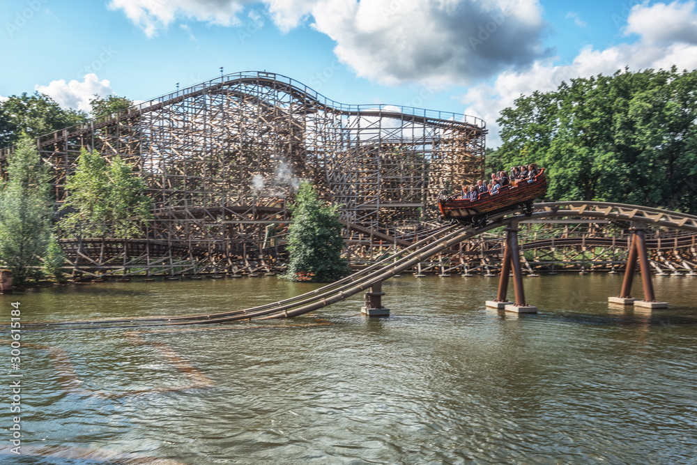Kaatsheuvel, Netherlands, August 19, 2017: The water roller coaster The ...