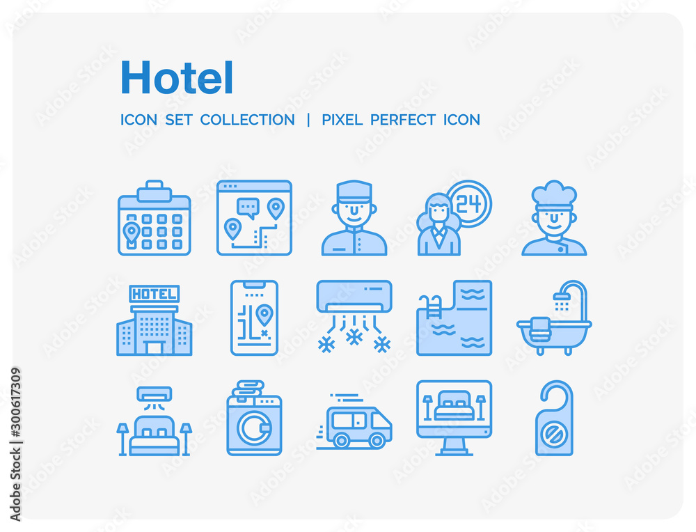 Hotel Icons Set. UI Pixel Perfect Well-crafted Vector Thin Line Icons ...