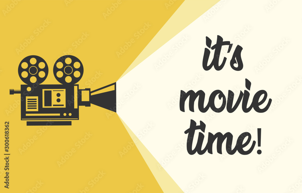 it's Movie time poster. Cartoon vector illustration. Cinema motion ...