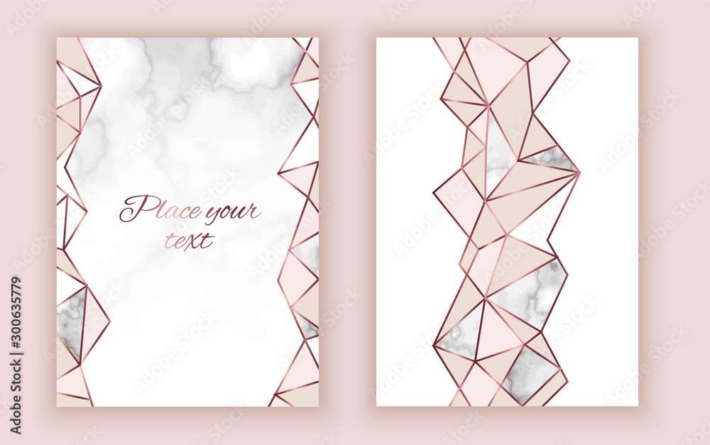 Geometric invitation, marble texture, background in trendy minimalistic ...