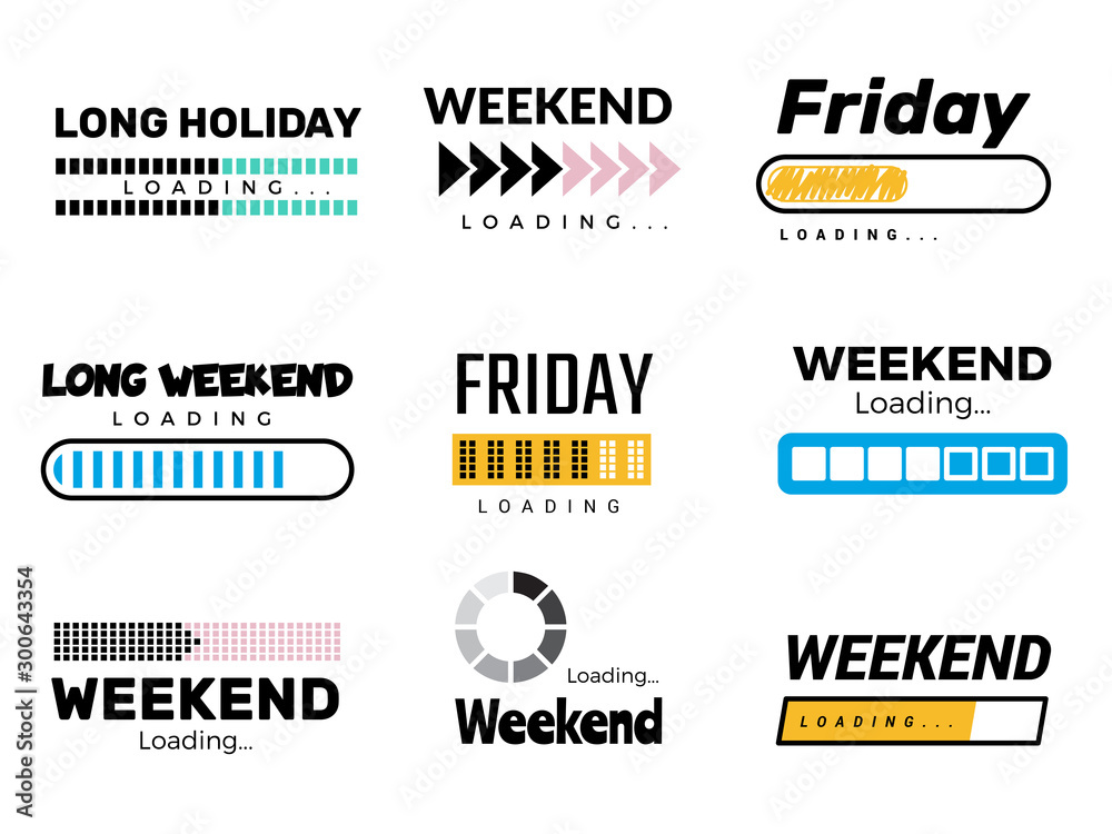 Weekend loading bar. Web ui interface loading lazy week days sunday ...