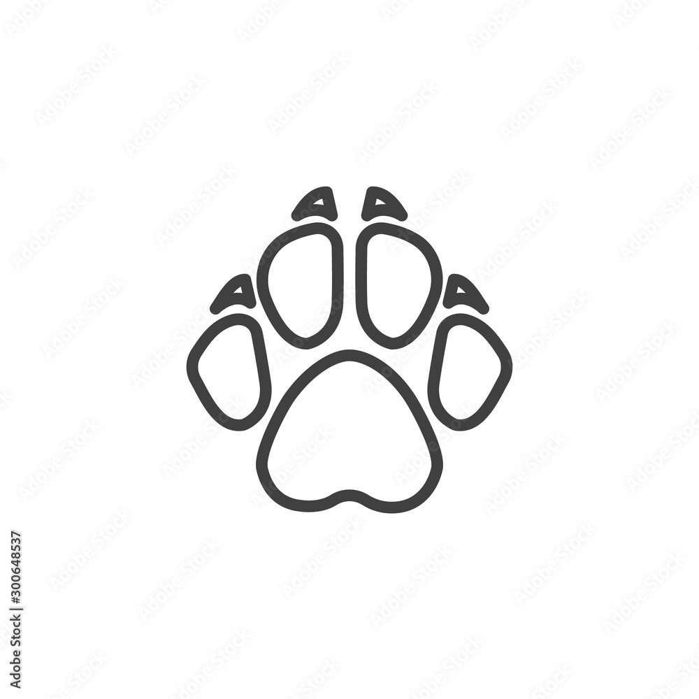 Fox paw print line icon. linear style sign for mobile concept and web ...
