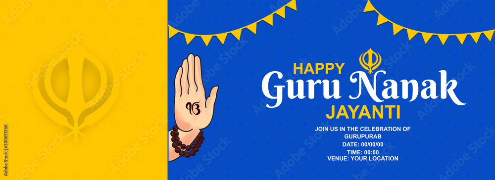 Happy Guru Nanak Jayanti. Innovative abstract, banner or poster for ...