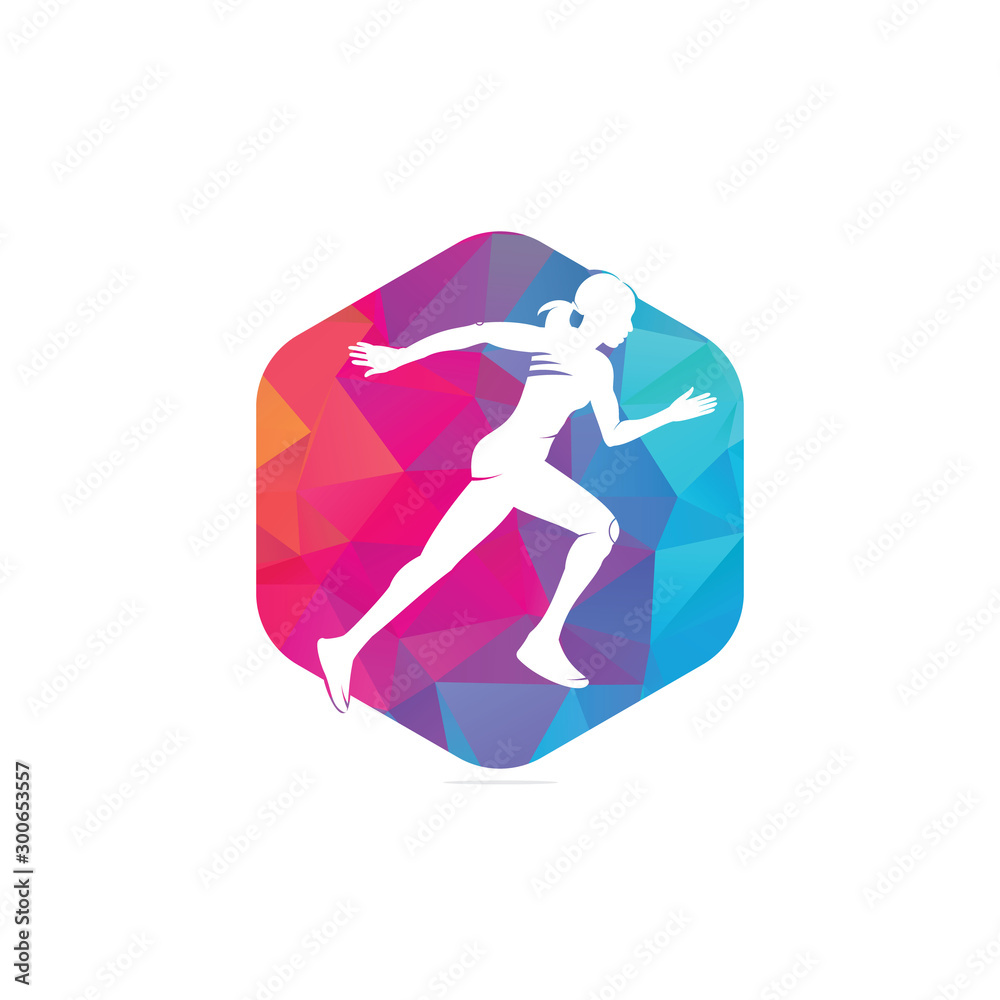 Women Fitness Runner Club logo design. Running Women logo design ...