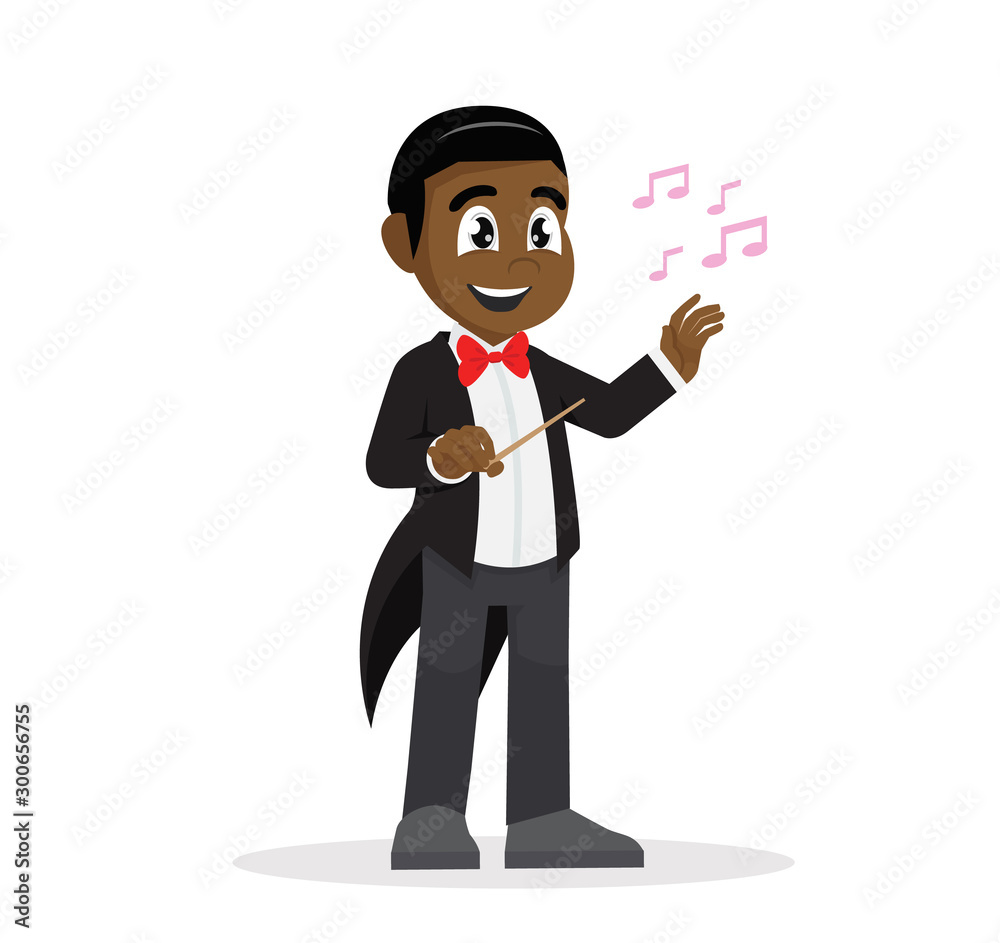 Cartoon character, African Boy in Conductor. Stock Vector | Adobe Stock
