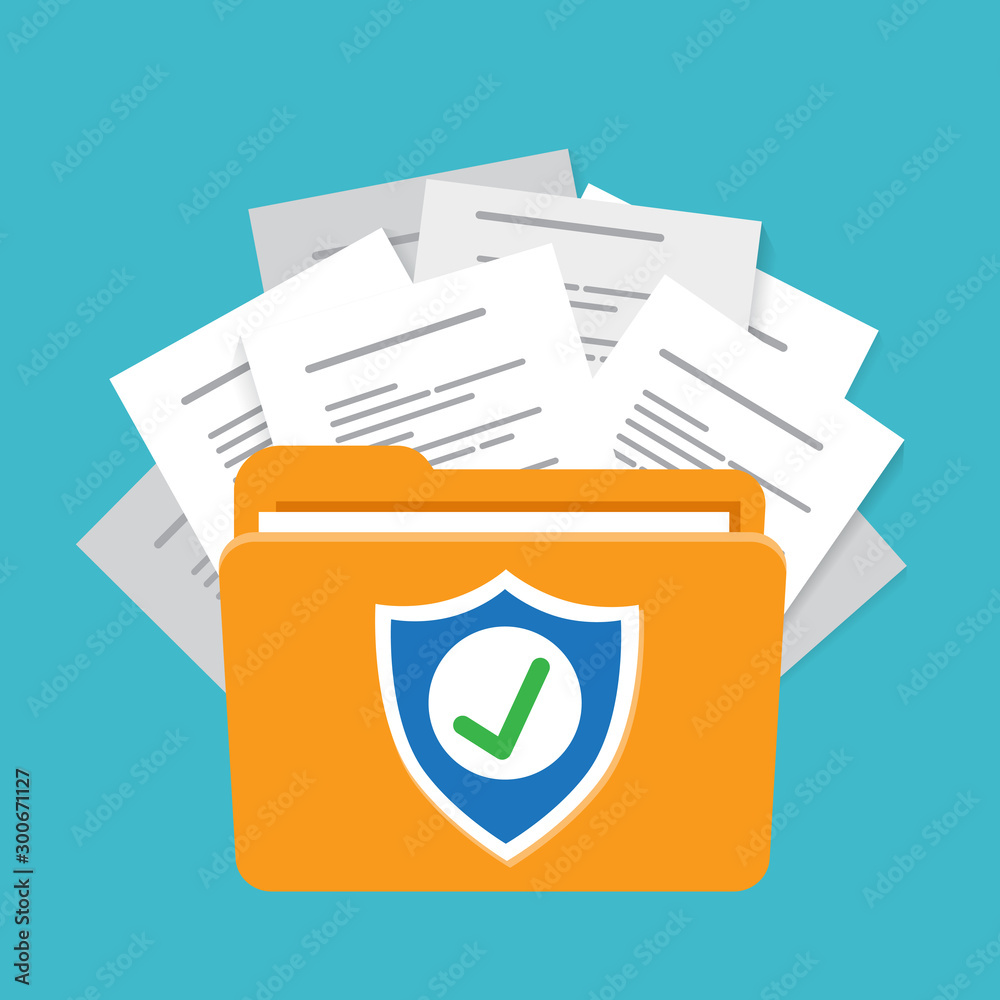 Document protection concept, secure data with paper documents and guard ...