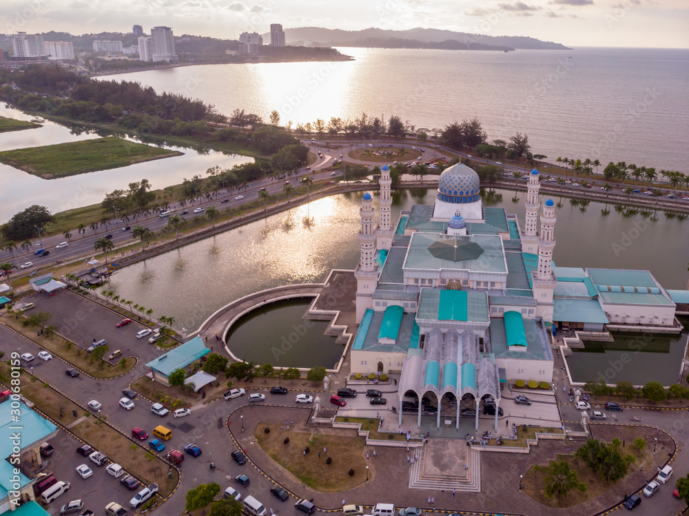 Aerial Drone image of beautiful mosque and the most famous tourist spot ...