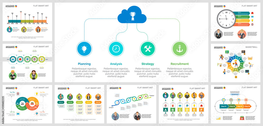 Colorful business planning infographic charts set Stock Vector | Adobe ...