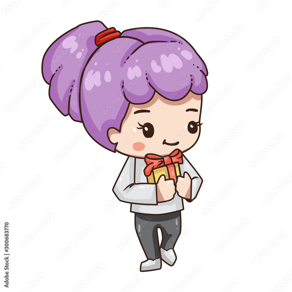 Vector illustration of cute chibi character isolated on white ...
