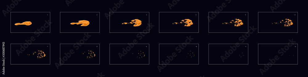Sprite sheet of a dust Splash. dust splash effect frames for animation ...