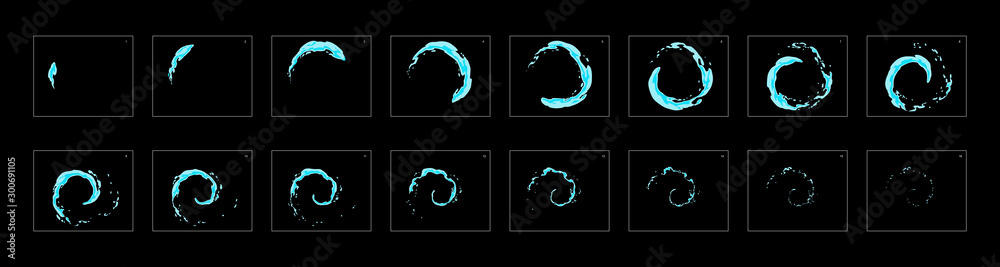 water ring loop effect sprite sheet or animation frames. frame by frame ...