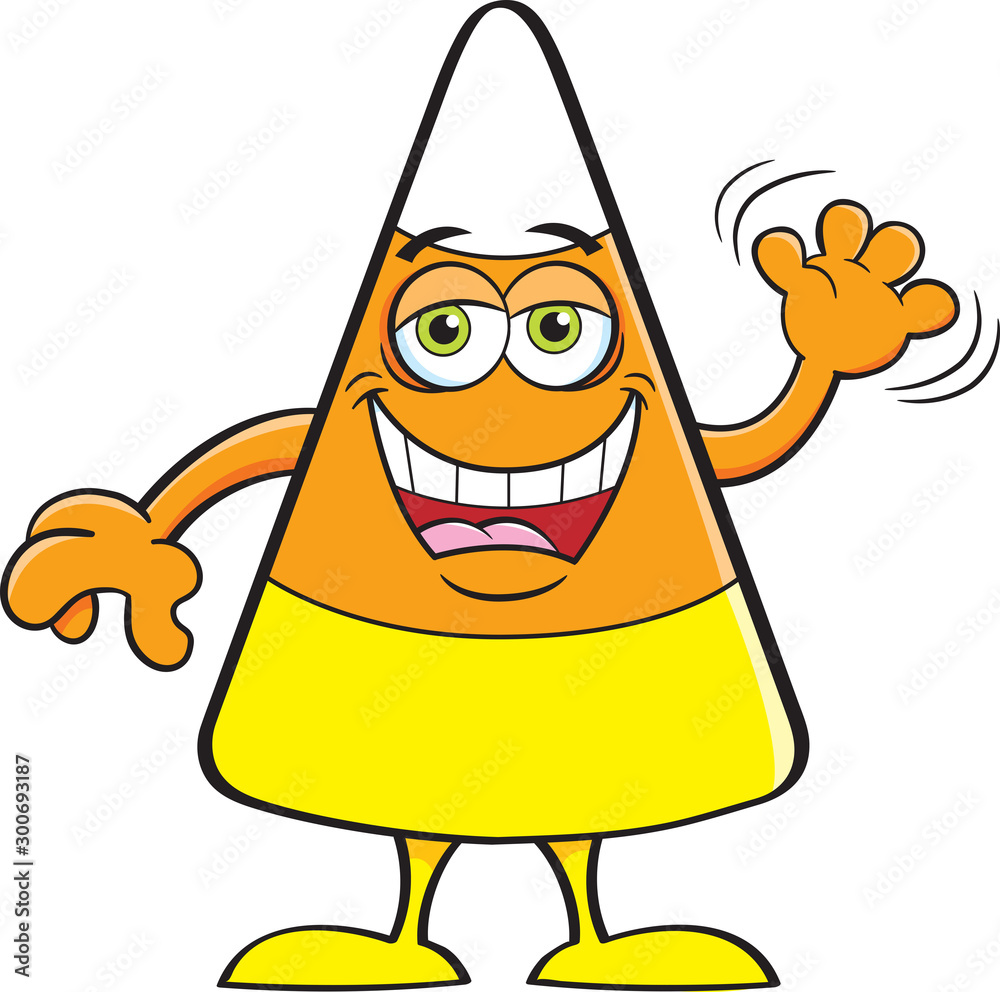 Cartoon illustration of a happy candy corn waving. Stock Vector | Adobe ...