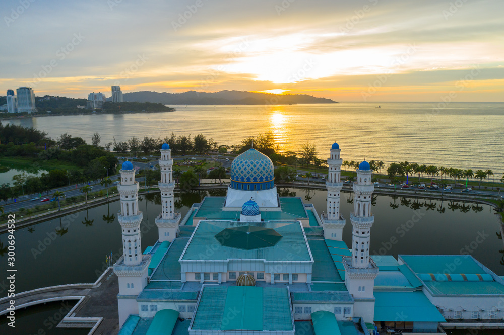 Aerial Drone image of beautiful mosque and the most famous tourist spot ...