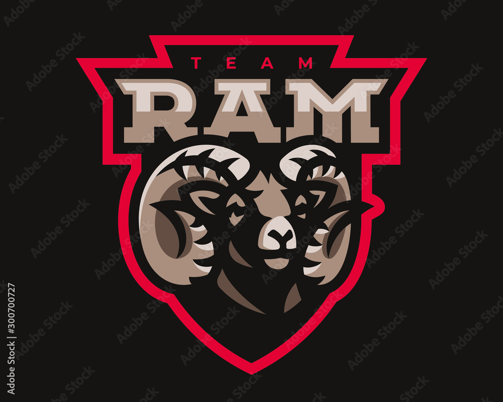 Ram modern mascot logo. Aries design emblem template for a sport and ...