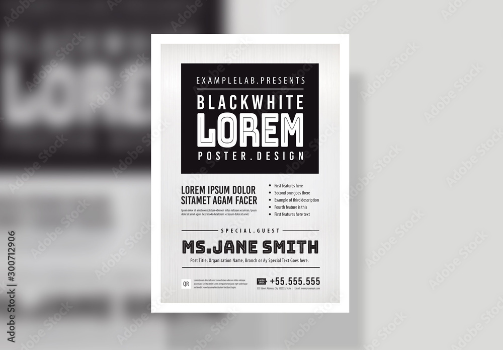 Black and White Minimal Event Poster Layout Stock Template | Adobe Stock