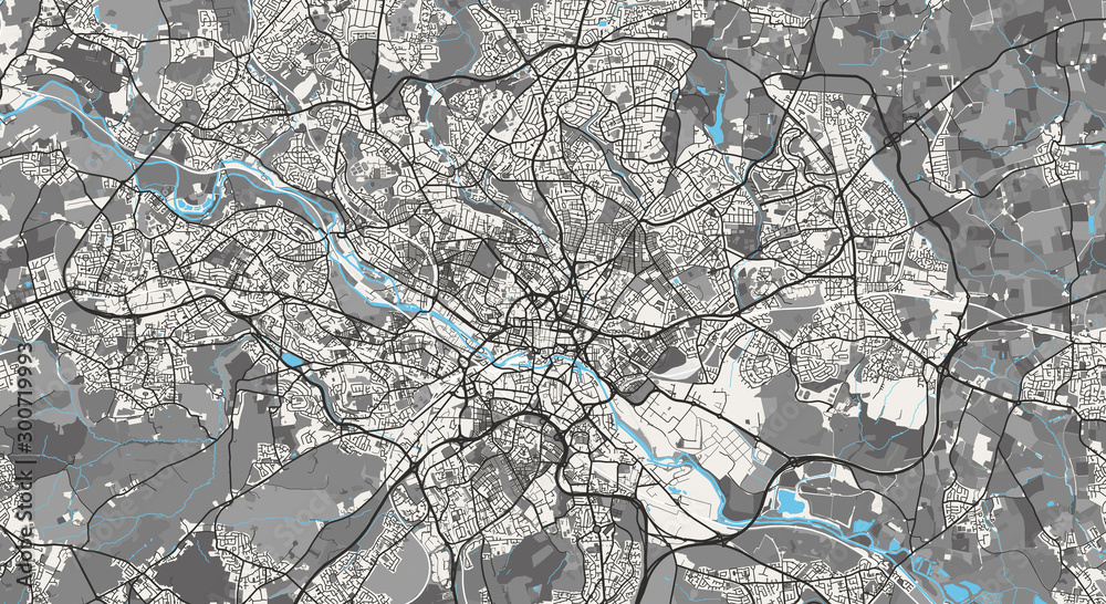 Detailed map of Leeds, UK Stock Vector | Adobe Stock