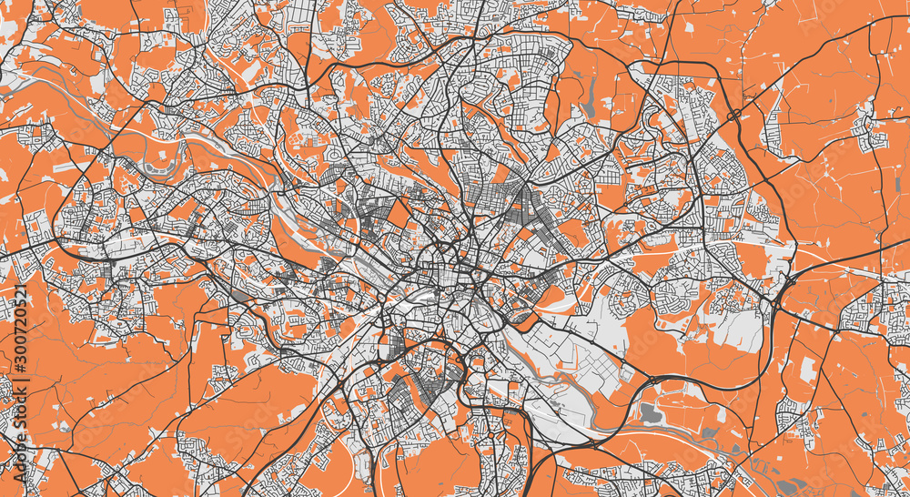 Detailed map of Leeds, UK Stock Vector | Adobe Stock