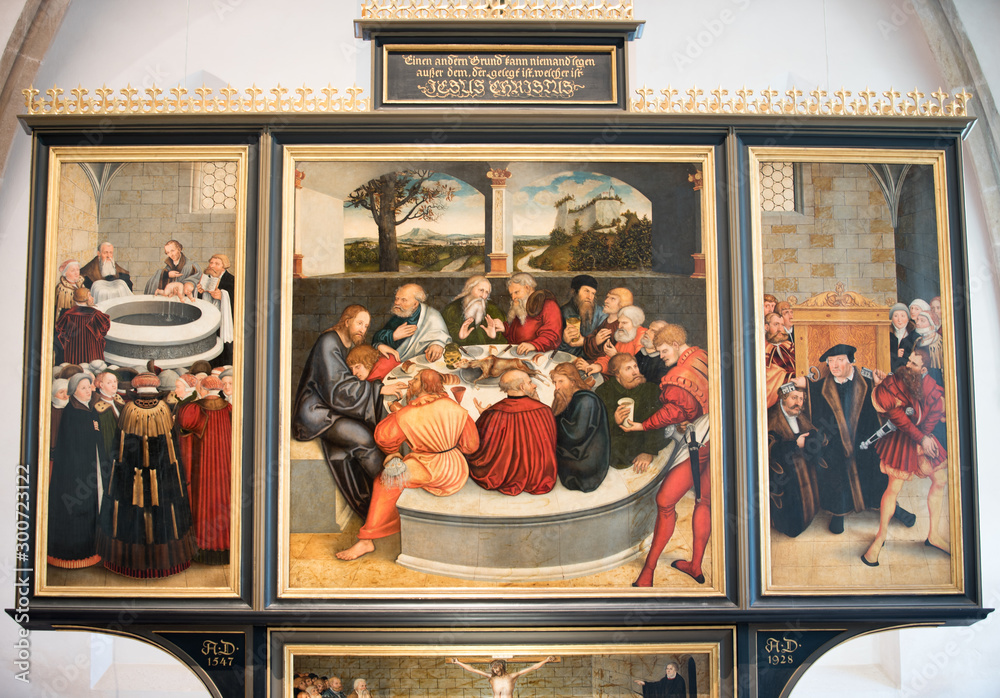 Foto de Cranach Altar mit Szene aus dem Abendmahl in der Stadtkirche ...