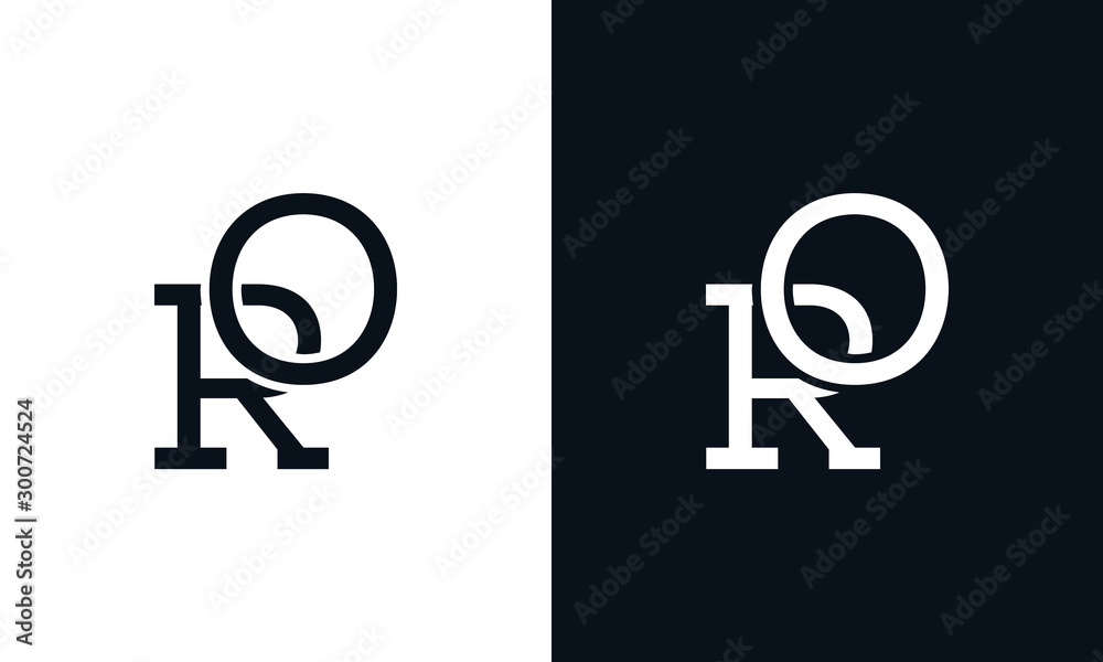 Minimalist line art letter RO logo. This logo icon incorporate with two ...