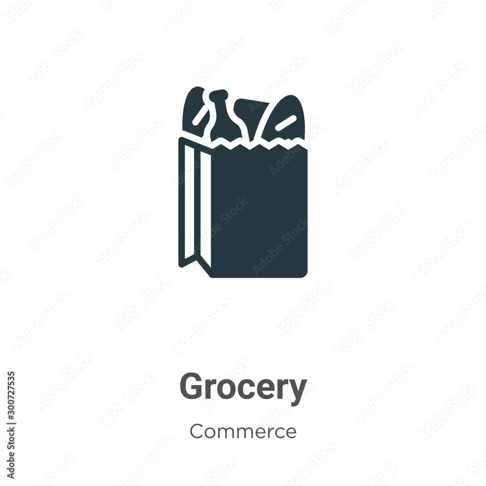 Grocery vector icon on white background. Flat vector grocery icon ...