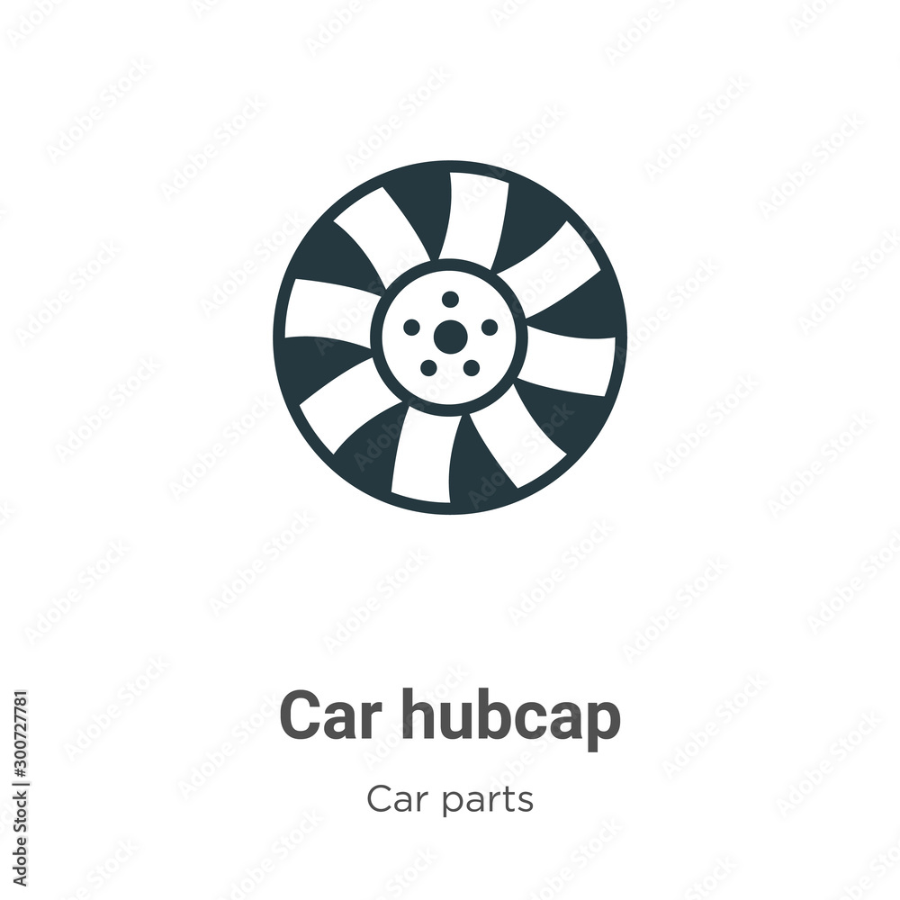 Car hubcap vector icon on white background. Flat vector car hubcap icon ...