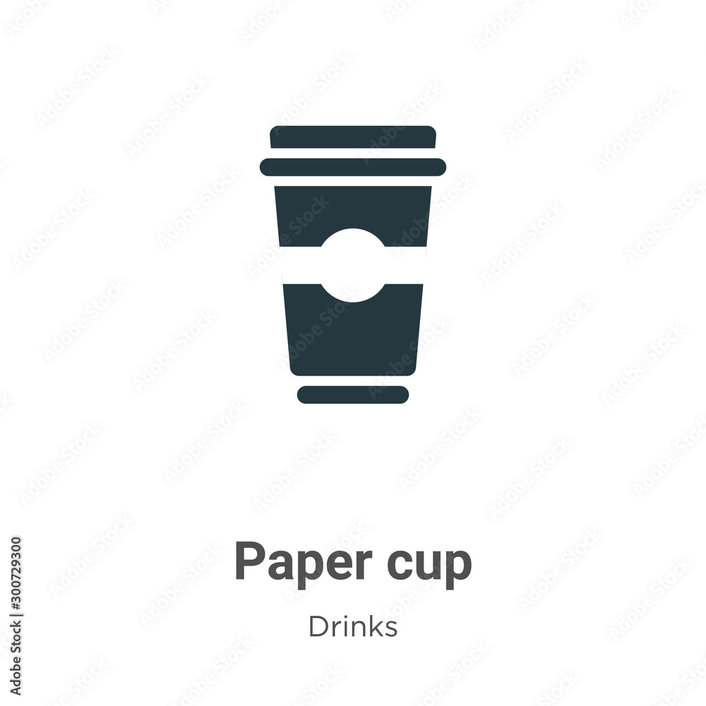 Paper cup vector icon on white background. Flat vector paper cup icon ...