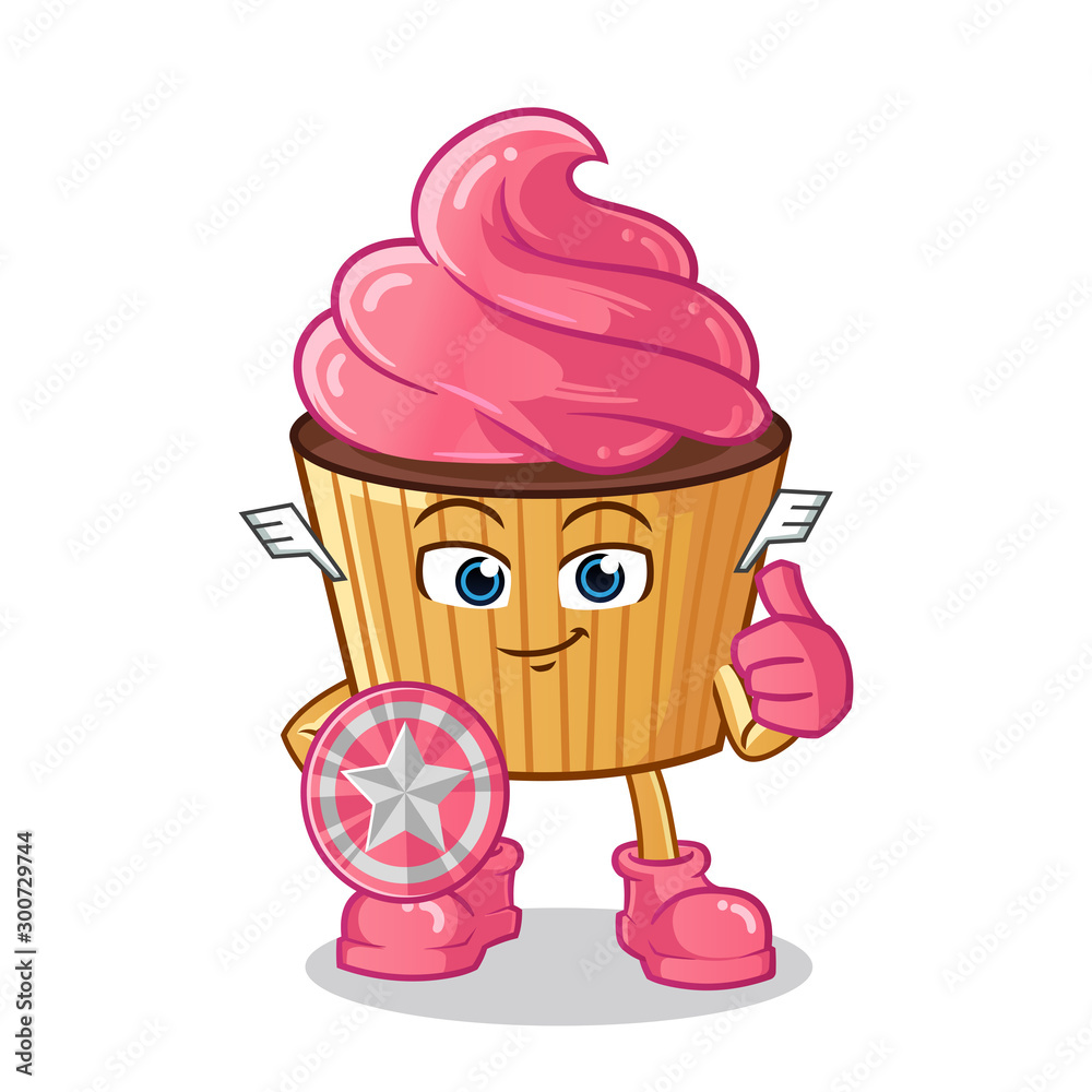cupcake leader mascot vector cartoon illustration Stock Vector | Adobe ...