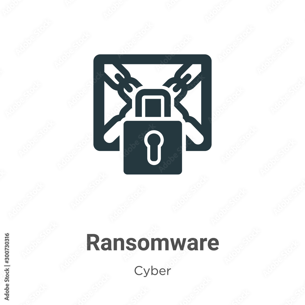 Vecteur Stock Ransomware vector icon on white background. Flat vector ...
